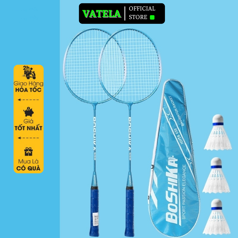 Bộ Vợt Cầu Lông Boshika Chính Hãng VATELA Tặng Kèm 3 Quả Cầu Túi Tay ...