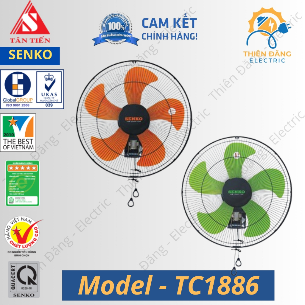 TC 1886 QUẠT TREO TƯỜNG SENKO , 2 DÂY , CHUYỂN HƯỚNG ĐIỆN , CÔNG SUẤT ...