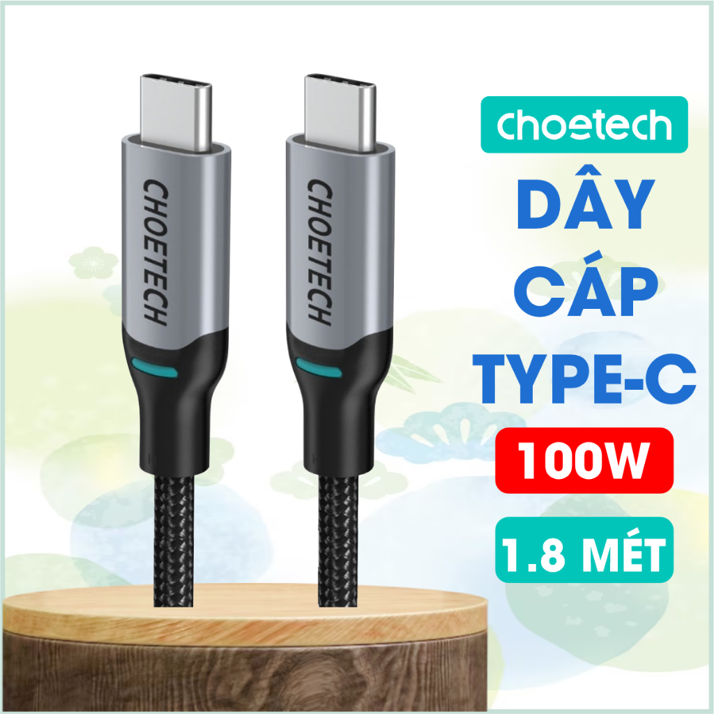 Dây Cáp Sạc Type C To C 100w 1 8m Sạc Nhanh Android Laptop Choetech