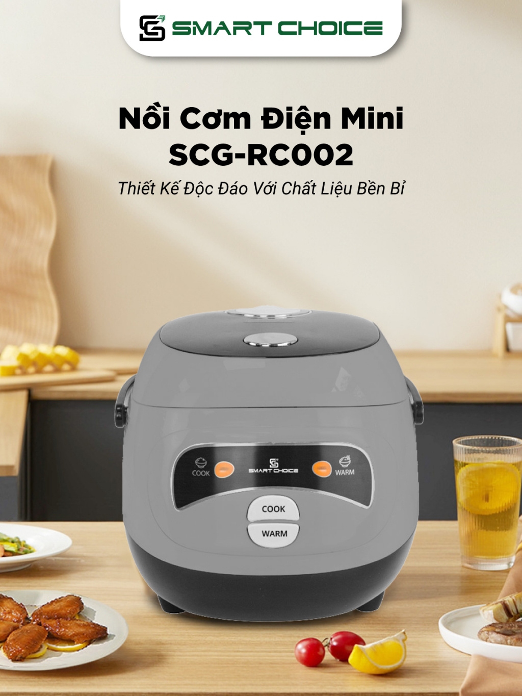Nồi Cơm Điện 1L SmartChoice SCG-RC002 350W, Nồi Cơm Mini Lòng Nồi Phủ ...