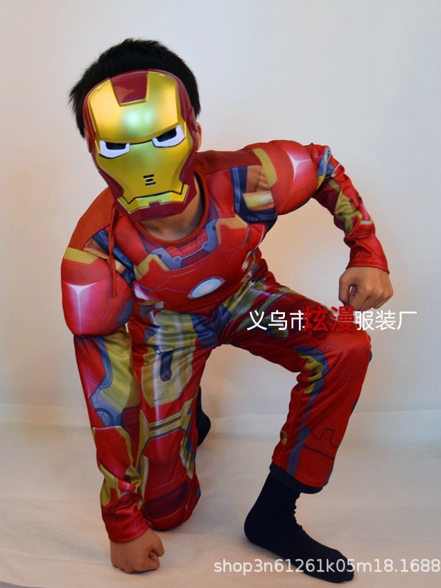 Bộ đồ hóa trang Iron Man cơ bắp cho bé trai Cosplay Halloween Người Sắt ...