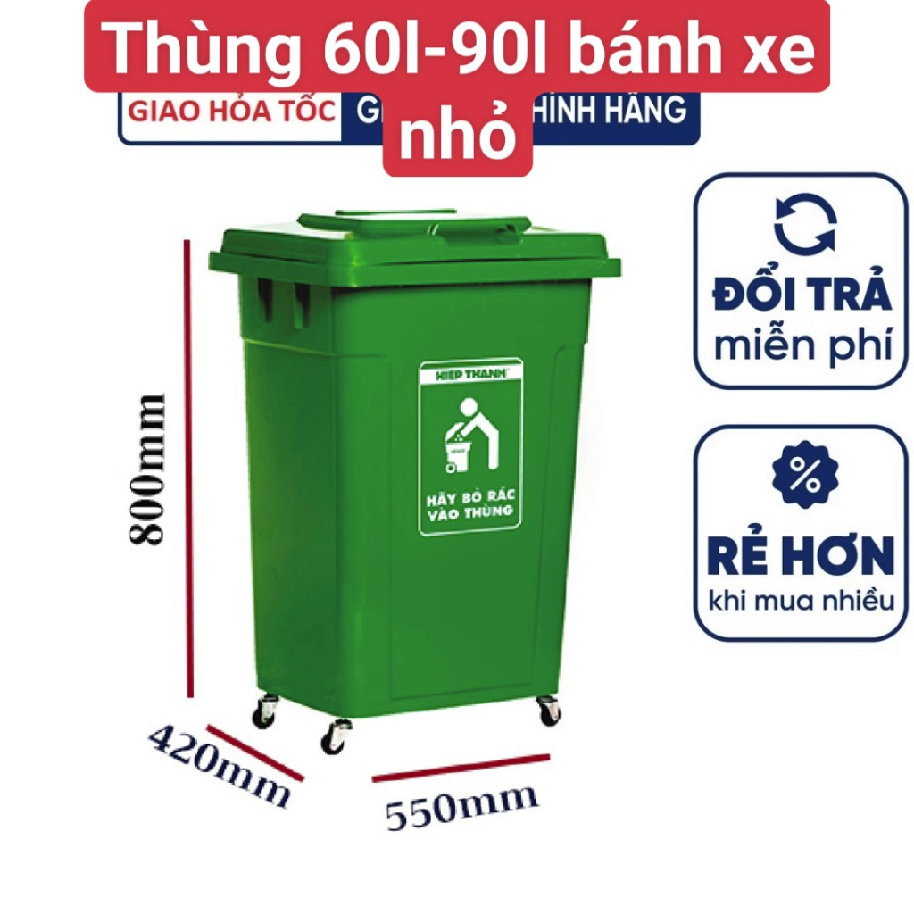 Thùng Rác Công Cộng Hiệp Thành 60L/90L/120L/150L/240L | Shopee Việt Nam