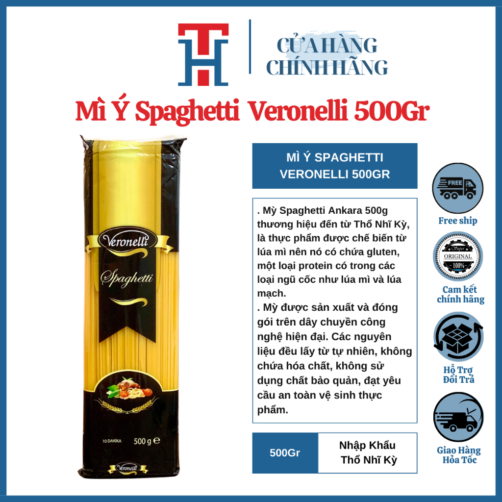 Mì Ý Spaghetti Sợi Tròn Veronelli 500Gr [Nhập Khẩu Thỗ Nhĩ Kỳ] | Shopee ...
