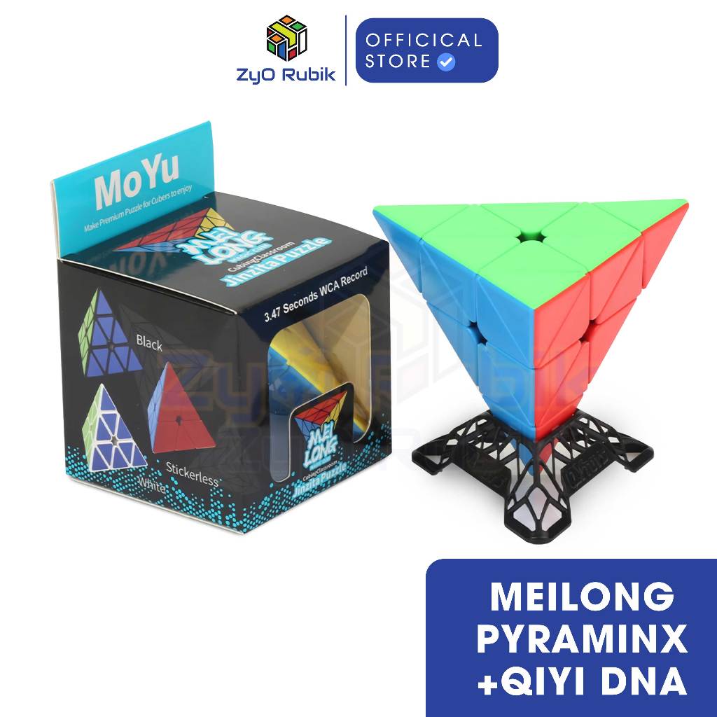 Combo Rubik 3x3 Pyraminx Meilong Stickerless + Đế Qiyi Full màu - ZyO ...
