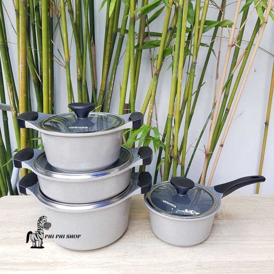Nồi và chảo vân đá Lock&Lock dòng Stone chống dính cao cấp LCA6181D-IH ...