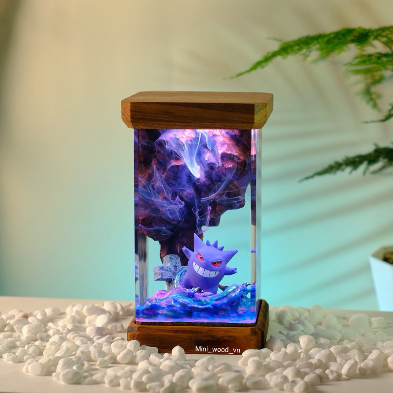 Tổng hợp Đèn gỗ vuông resin epoxy Pokemon 2.Lamp wood resin epoxy ...