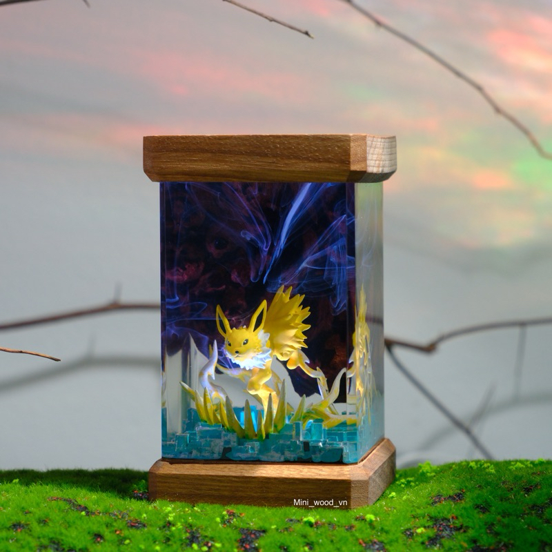 Tổng hợp Đèn gỗ vuông resin epoxy Pokemon 2.Lamp wood resin epoxy ...
