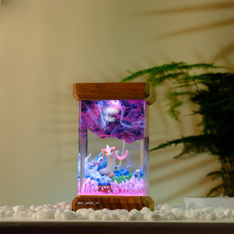 Tổng hợp Đèn gỗ vuông resin epoxy Pokemon 2.Lamp wood resin epoxy ...