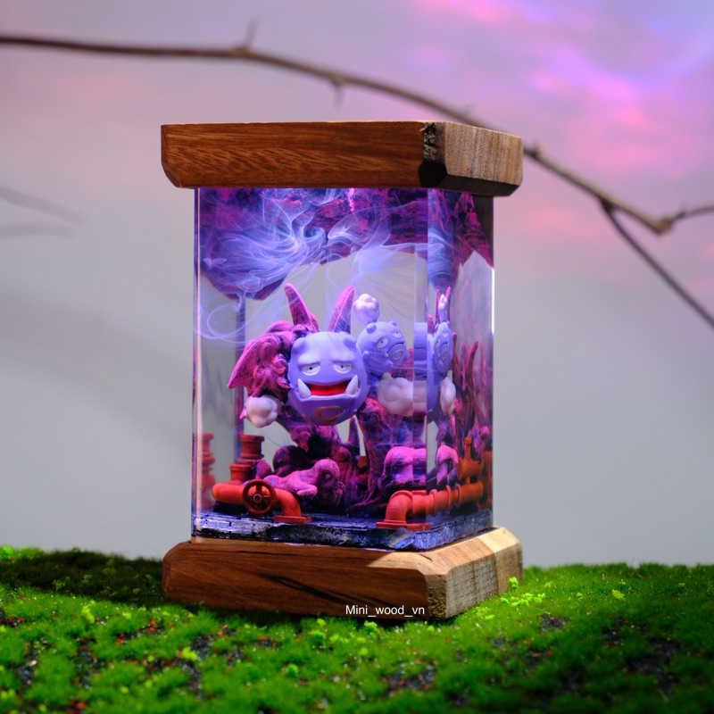 Tổng hợp Đèn gỗ vuông resin epoxy Pokemon 2.Lamp wood resin epoxy ...
