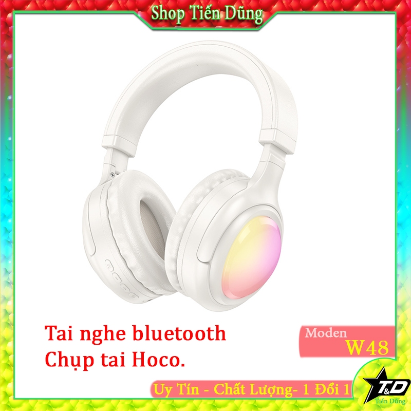 Tai nghe chụp tai HOCO W48 kết nối BLUETOOTH, hỗ trợ cắm thẻ nhớ TF, cổng AUX 3.5, có đèn LED ...