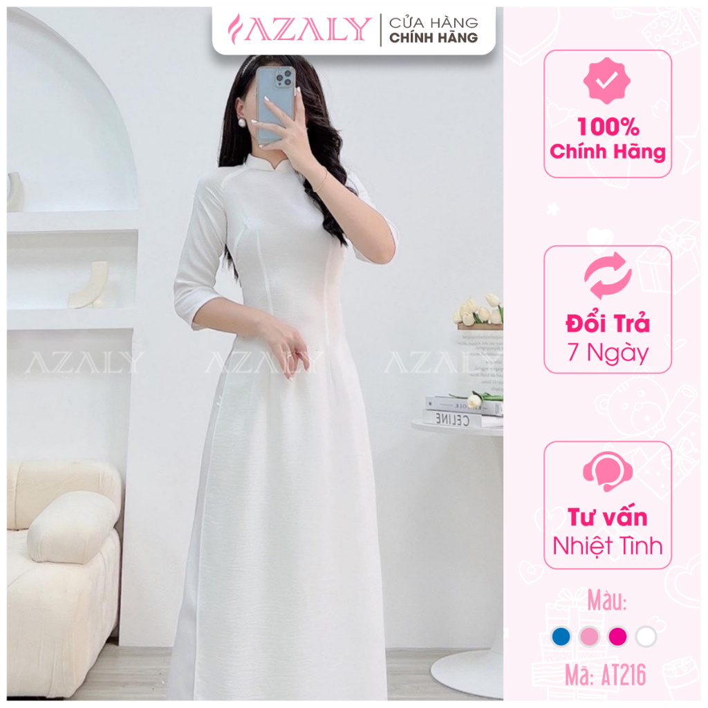 Áo dài truyền thống Lụa Mỹ AZALY thoáng khí, không gây nóng bức, không ...