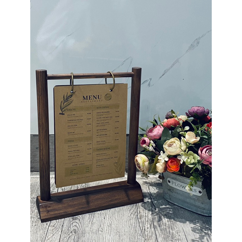 Giá treo menu size A5, Khung gỗ treo menu size A5 [ FREE KHẮC LOGO theo ...
