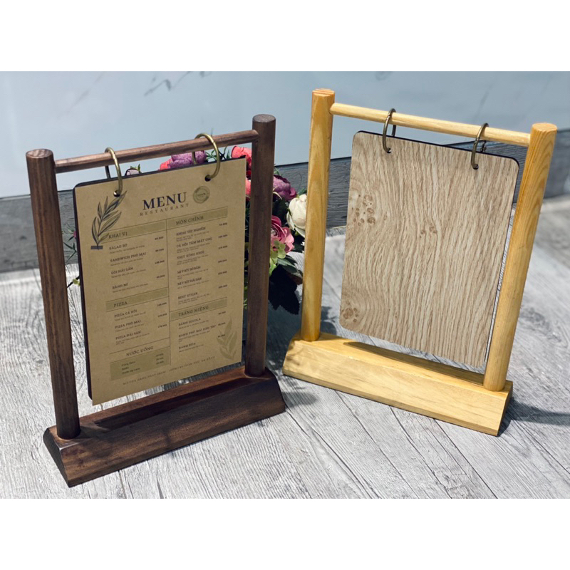 Giá treo menu size A5, Khung gỗ treo menu size A5 [ FREE KHẮC LOGO theo ...