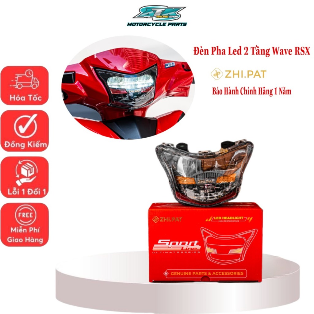 Đèn pha LED 2 tầng dành cho wave RSX 110cc Fi chính hãng ZhiPat ...