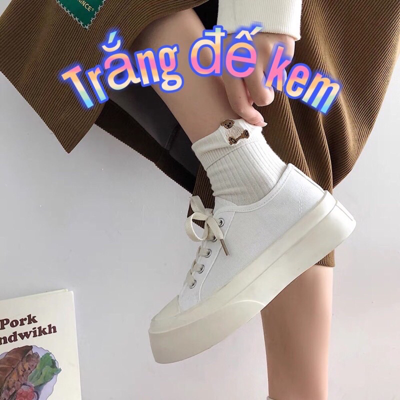 Giày thể thao nữ độn đế dáng trơn Basic Cao Cấp | Shopee Việt Nam