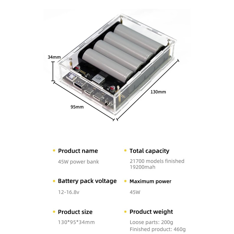 Box sạc dự Phòng 45W meca 4 Cell 18650/21700 [ Phiên Bản Cao Cấp - Mạch ...