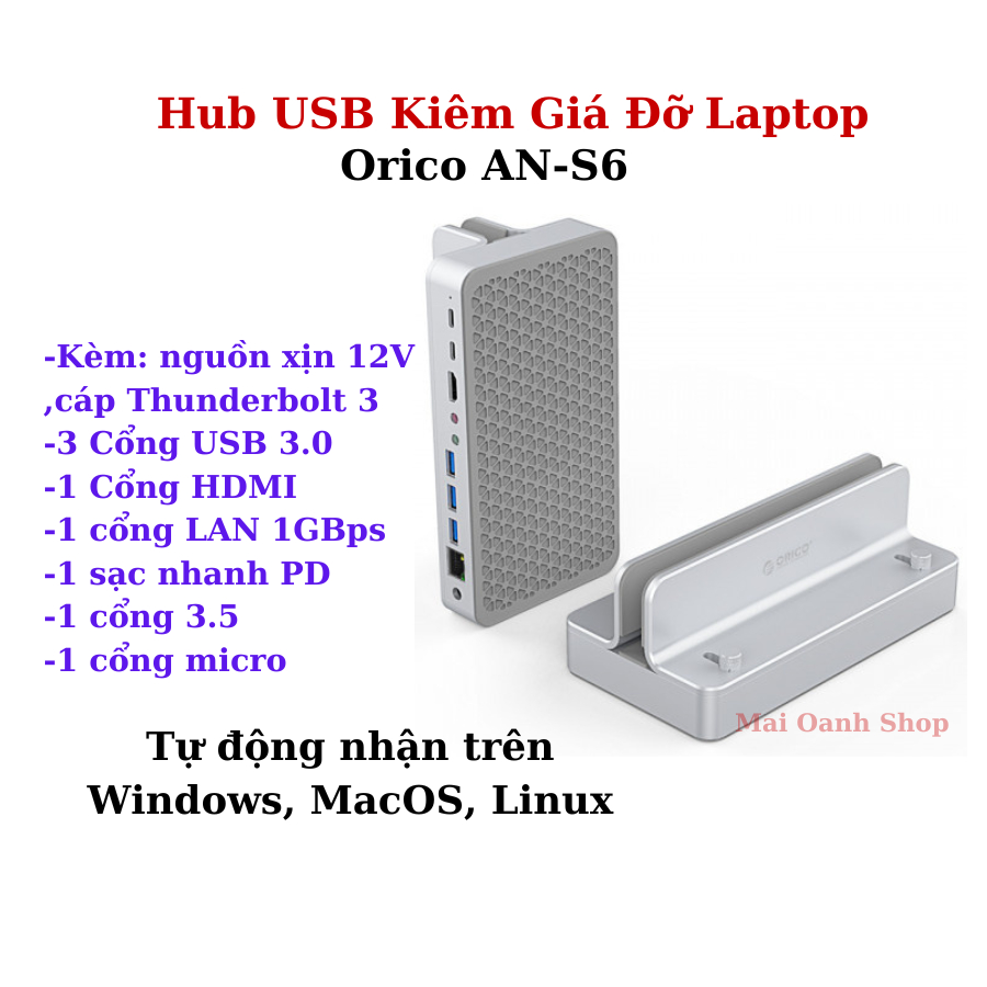 Dock Kiêm Giá Đỡ/HUB Laptop - HUB USB Type-C Ra HDMI/LAN/USB3.0/Audio ...