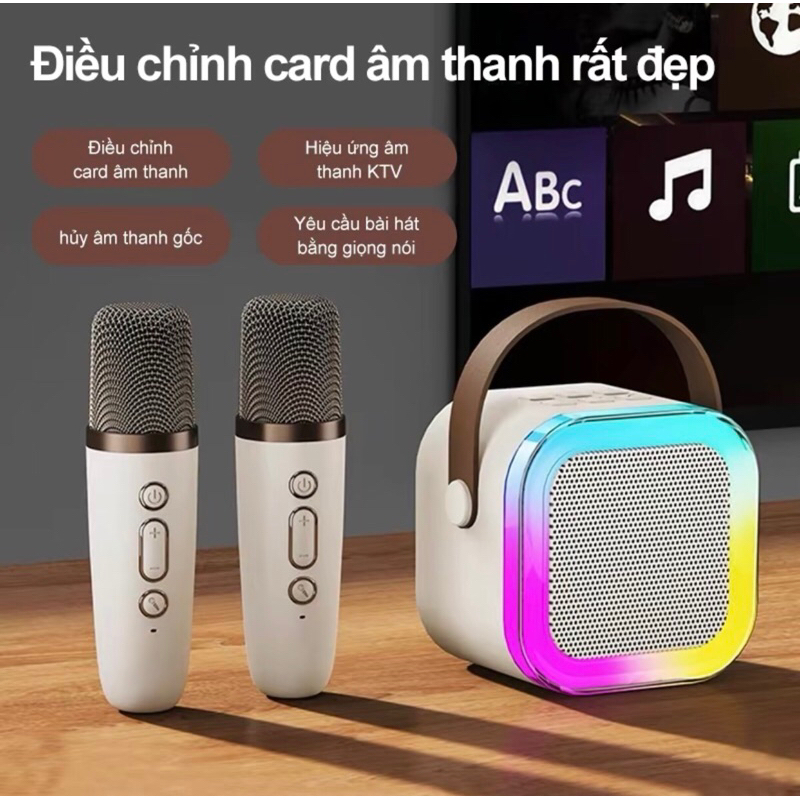 [SALE MẠNH] Loa Bluetooth Karaoke Mini K12 BẢO HÀNH 12 THÁNG kèm 2 mic ...