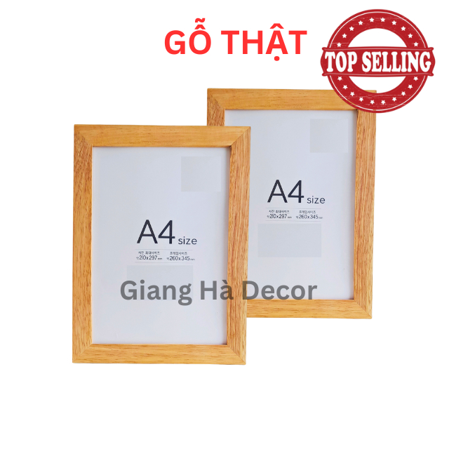 Khung ảnh treo tường gỗ thật để bằng khen giấy chứng nhận khổ dọc A4 ...