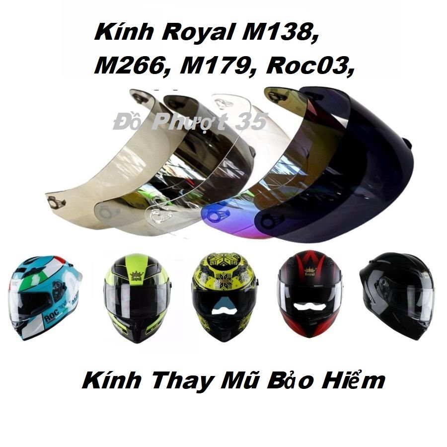 Kính Mũ fullface Royal M179, M137, M266, Royal M138B, Roc 03, Roc 04 ...