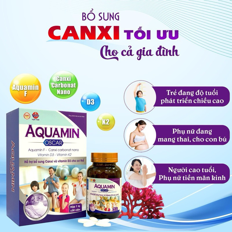 VIÊN UỐNG CANXI AQUAMIN OSCAR GIÚP BỔ SUNG CANXI CHO CẢ GIA ĐÌNH | Shopee Việt Nam