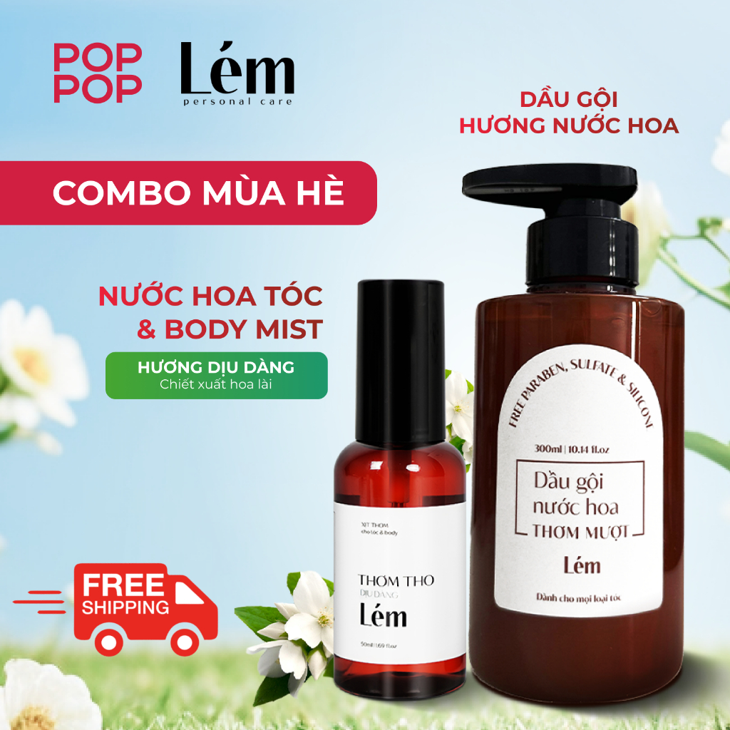 Combo Dầu gội thiên nhiên + Body Mist, Xịt dưỡng tóc Hương Hoa Lài Dịu ...