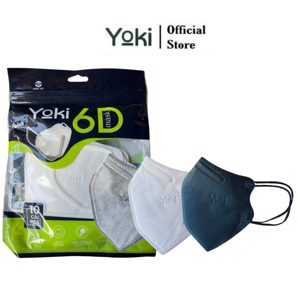 Túi 10 Chiếc Khẩu Trang 6D Mask Yoki 5 Lớp Kháng Khuẩn Lọc Bụi Mịn PM2 ...