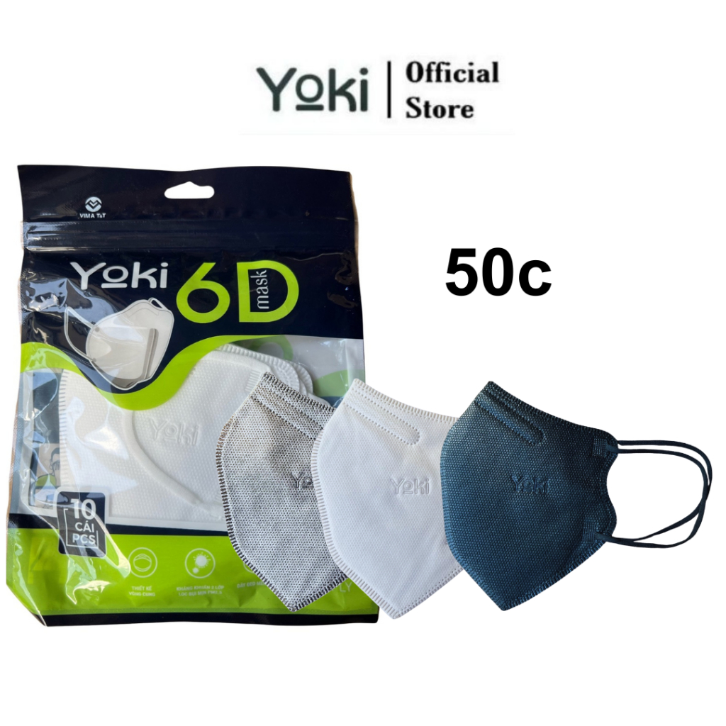 Combo 5 Túi 10 Chiếc Khẩu Trang 6D Mask Yoki 5 Lớp Kháng Khuẩn Chống ...