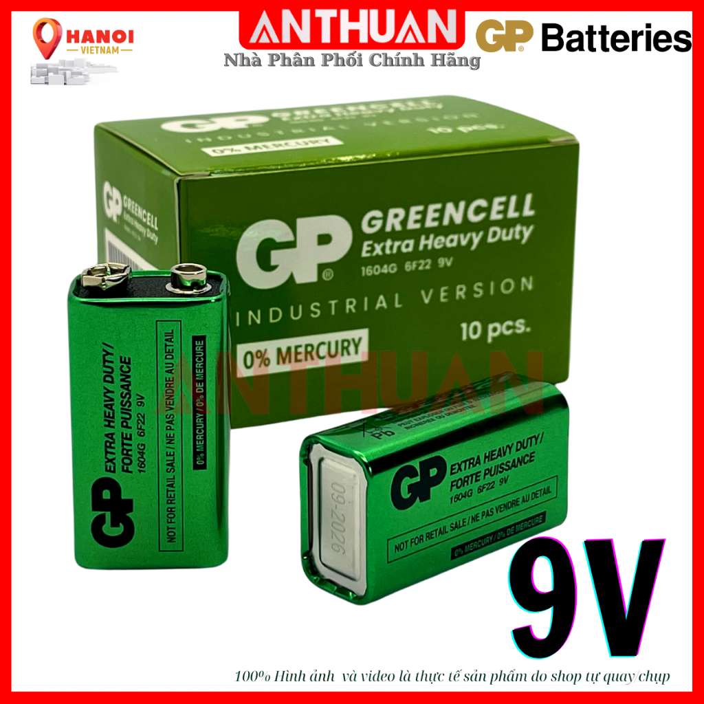 [1 viên] Pin Vuông 9V GP chất lượng cao, pin carbon 6f22 chuyên dùng ...