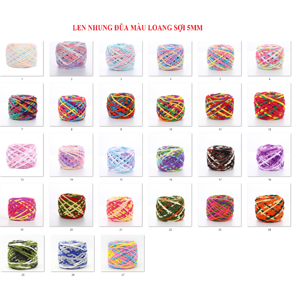 Len Nhung Đũa Loang/ Len Bông Sữa Loang 5mm | Shopee Việt Nam