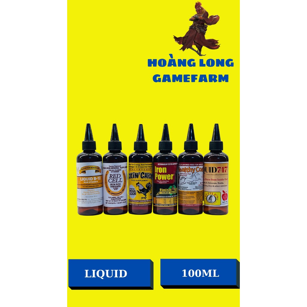 Kickin Chicken,healthy coat , Red Cell, Iron Power, Liquid 747, Liquid B12 - K dành cho gà , bổ ...