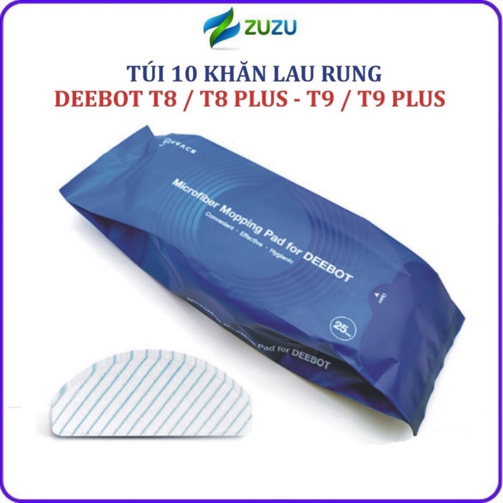 Túi 10 Khăn LAU Rung Chính Hãng Robot Hút Bụi Ecovacs Deebot T8, T8 Aivi, T8 Power, T8 Max, T9 ...