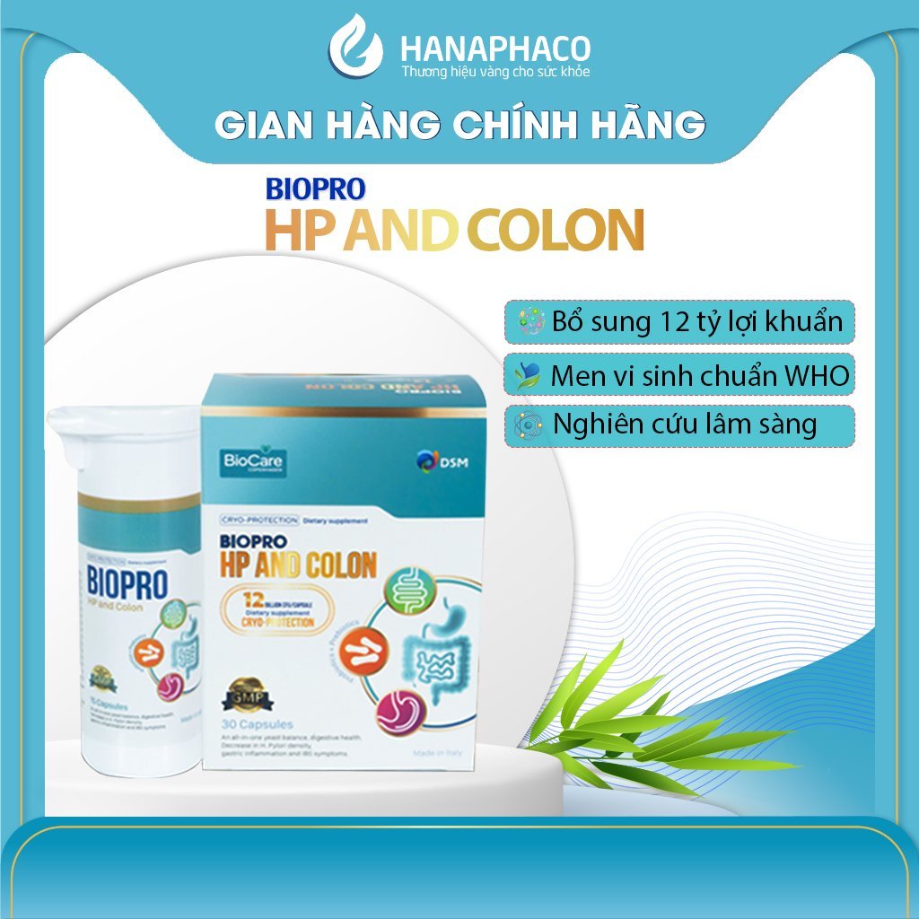 Men Vi Sinh BIOPRO HP AND COLON Chứa 12 Tỷ Bào Tử Lợi Khuẩn Hỗ Trợ Dạ Dày Và Đại Tràng - Hộp 2 ...