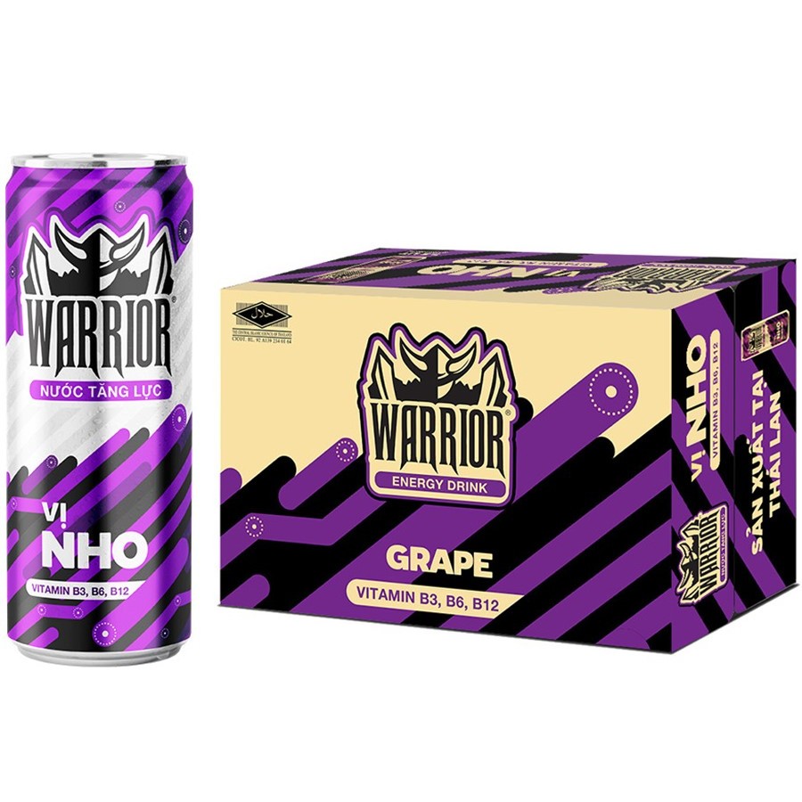 Thùng 24 Lon Nước Tăng Lực Có Gas Warrior Vị Nho 325ml | Shopee Việt Nam