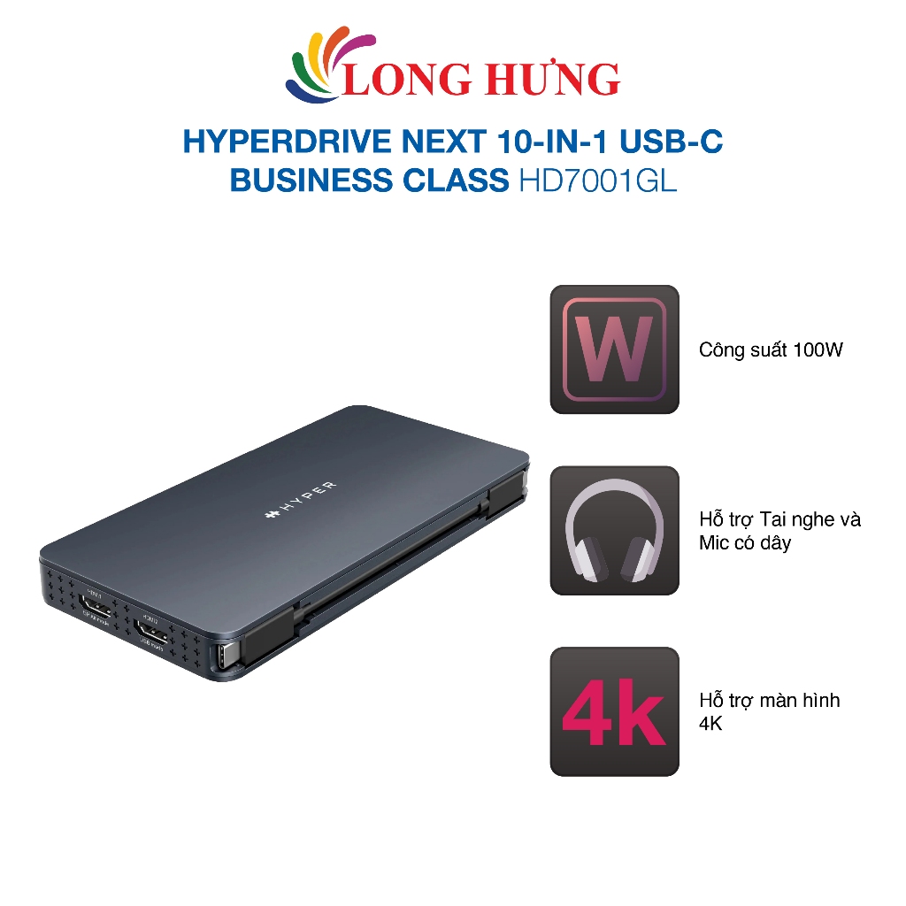 Cổng chuyển đổi HyperDrive Next 10-in-1 USB-C Business Class HD7001GL ...