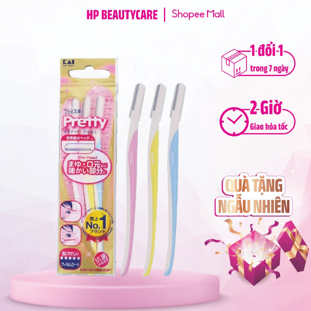 Dao Cạo Lông Mày Kai Pretty 0188- GA06X6 Set 3 cây (Combo Dao Cạo Và ...