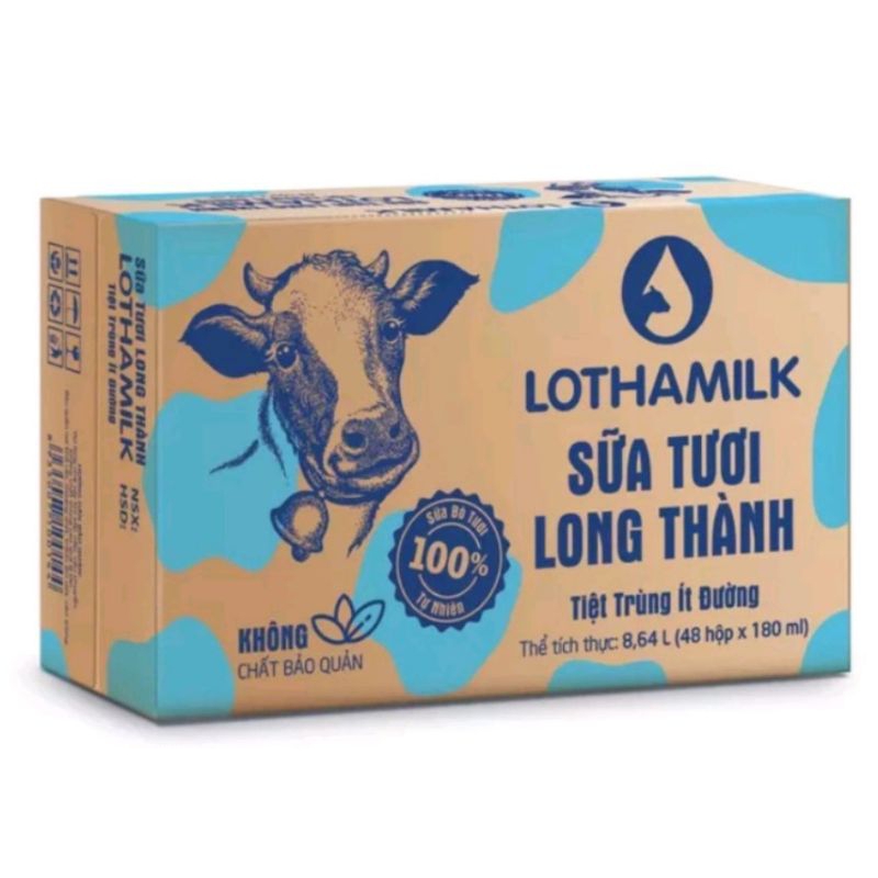 [ HOẢ TỐC HCM] [ HSD tháng 6/2024] Thùng 48 hộp sữa tươi Long Thành ít đường 180ml | Shopee Việt Nam