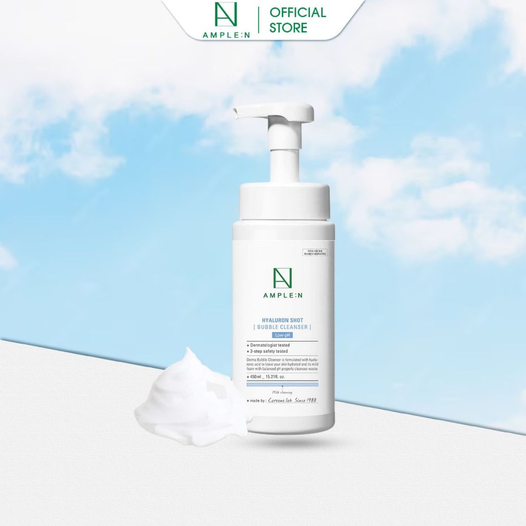 Sửa rửa mặt AMPLE:N Hyaluron Shot Bubble Cleanser 450ml dưỡng ẩm, kiểm ...