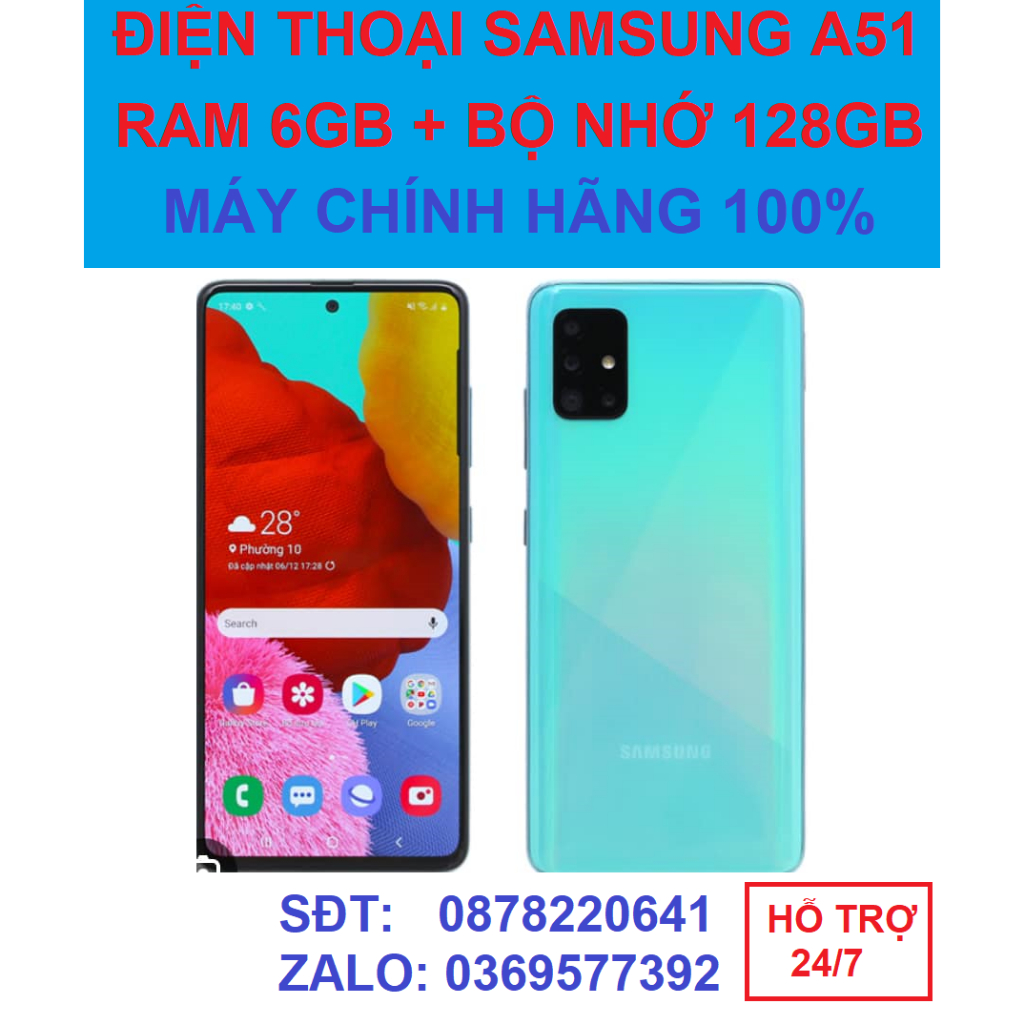 Điện thoại Samsung Galaxy A51 2sim ram 6/128G máy Chính Hãng, cấu hình CPU siêu Cao Cấp, đánh ...