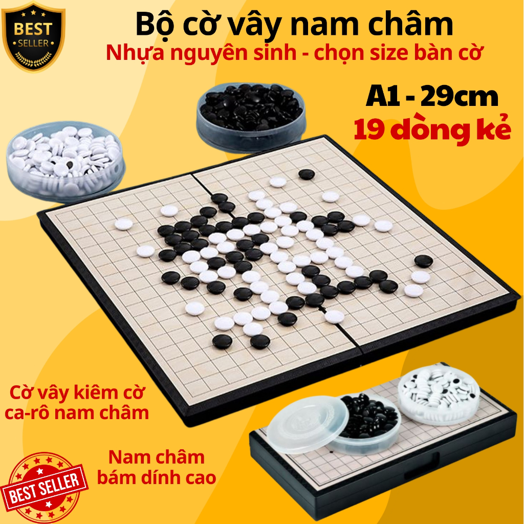 Cờ vây nam châm A1 kiêm cờ caro cao cấp, có bàn là hộp đựng rộng 29cm 19 dòng kẻ 301 quân - Hàng ...