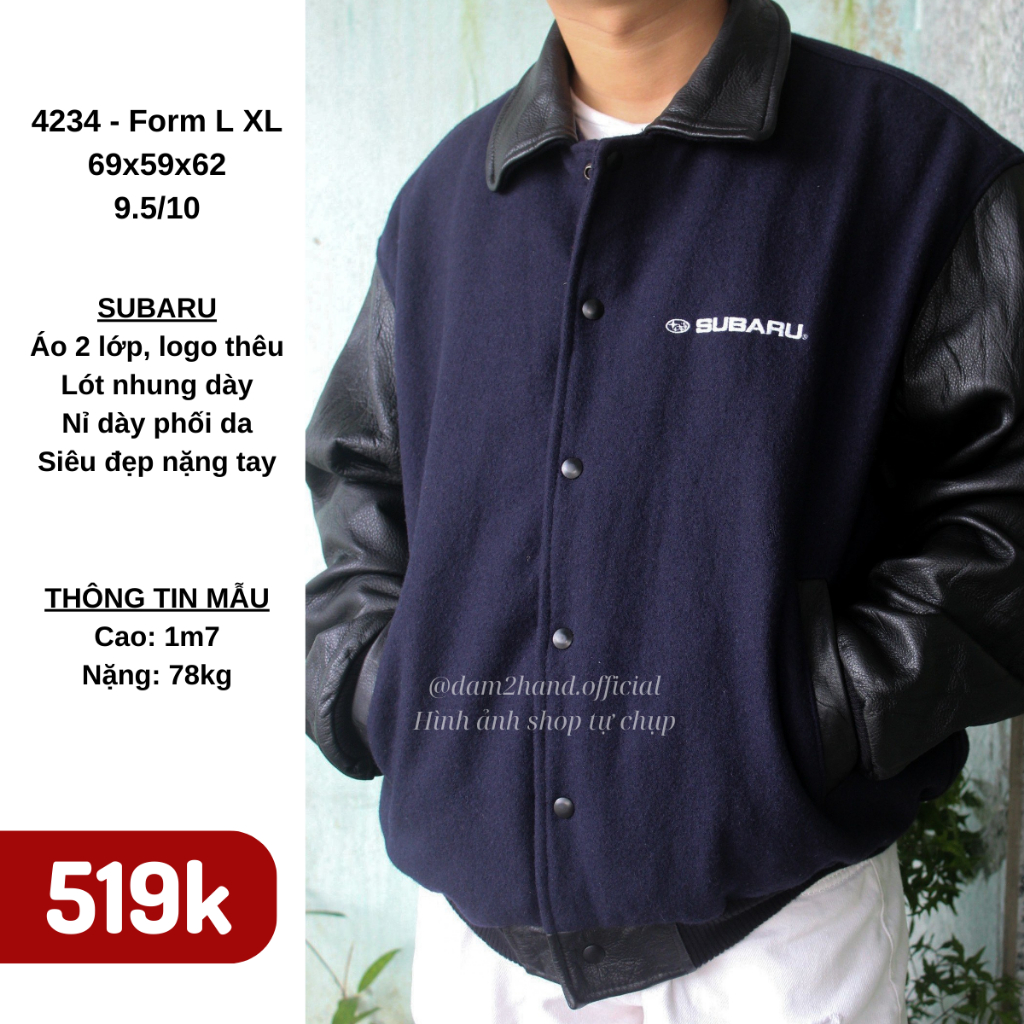 Varsity Jacket Subaru 2Hand - Áo Khoác Da Thật Phối Nỉ Chất Siêu Dày ...