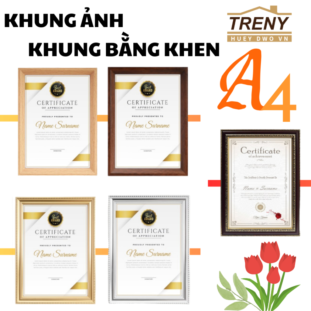 Khung ảnh treo tường, khung bằng khen A4, khung bằng khen hoa văn, loại ...