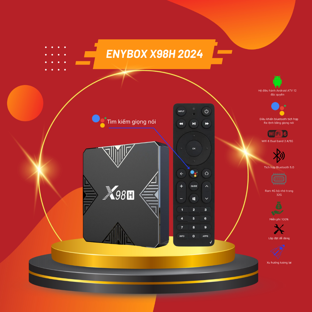 Tivi box X98H phiên bản 2024 điều khiển bluetooth tích hợp giọng nói ...