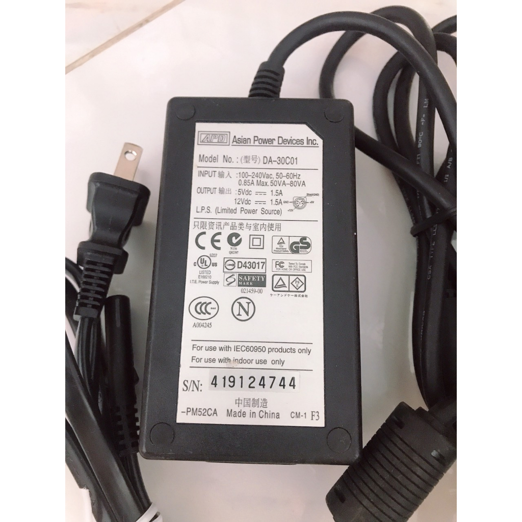 Adapter nguồn ra 2 dòng 5V 1.5A 12V 1.5A Model No DA-30C01 5 pin dùng ...