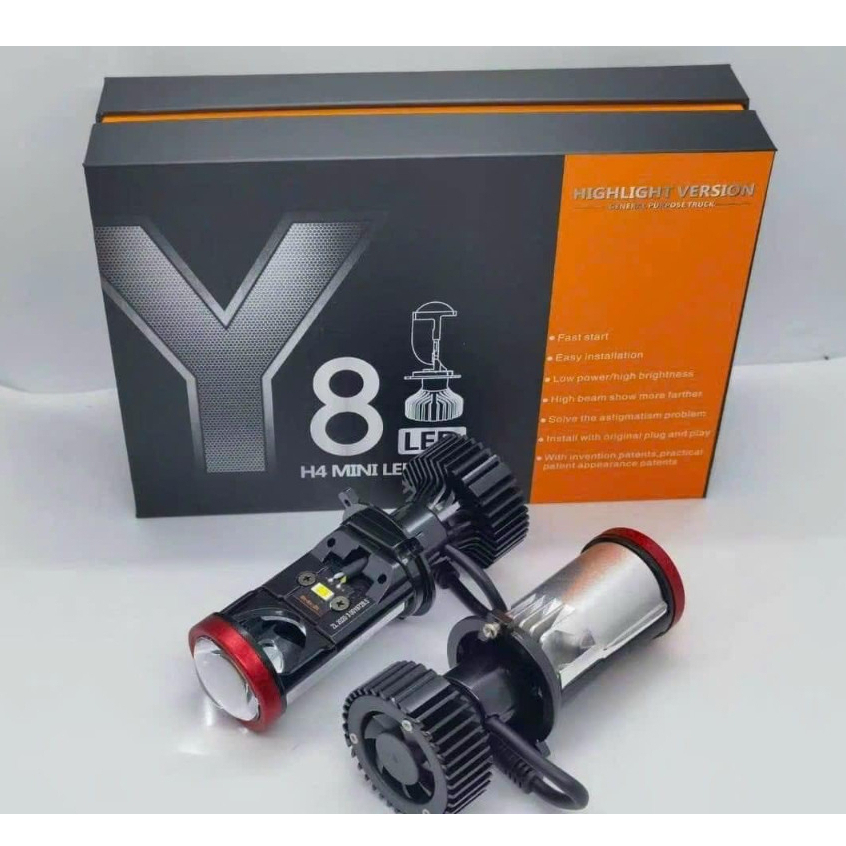 Đèn pha LED, Đèn LED Bi Cầu Mini Led Y8 chân h4 lắp oto - xe máy, công suất 42W/bóng siêu sáng ...