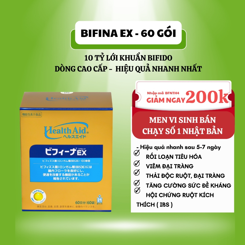 Men Vi Sinh Bifina Nhật Bản Ex 60 Gói [ CAO CẤP ] Men Tiêu Hóa Bifina ...