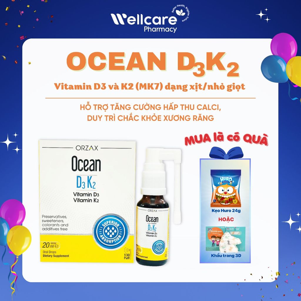 Ocean D3K2 dạng xịt bổ sung vitamin D3 K2 - hỗ trợ phát triển chiều cao ...