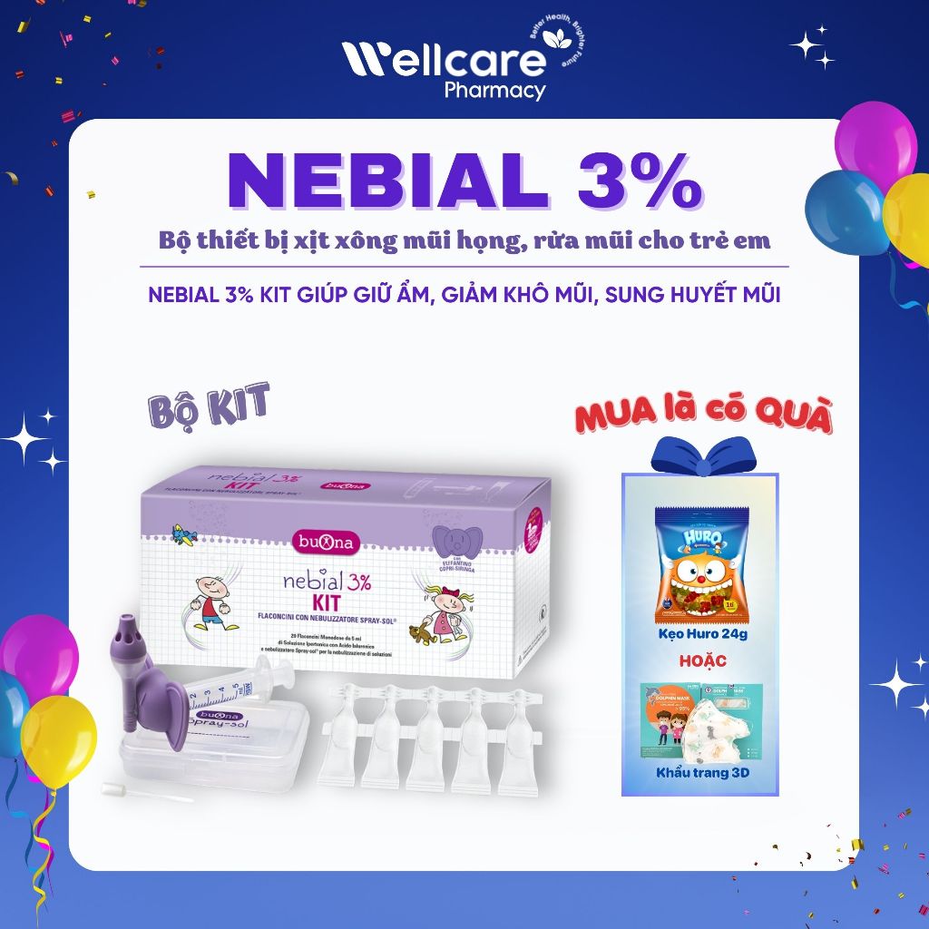 Nebianax 3% Kit [Chính hãng] - Bộ dụng cụ rửa mũi và nước muối ưu ...