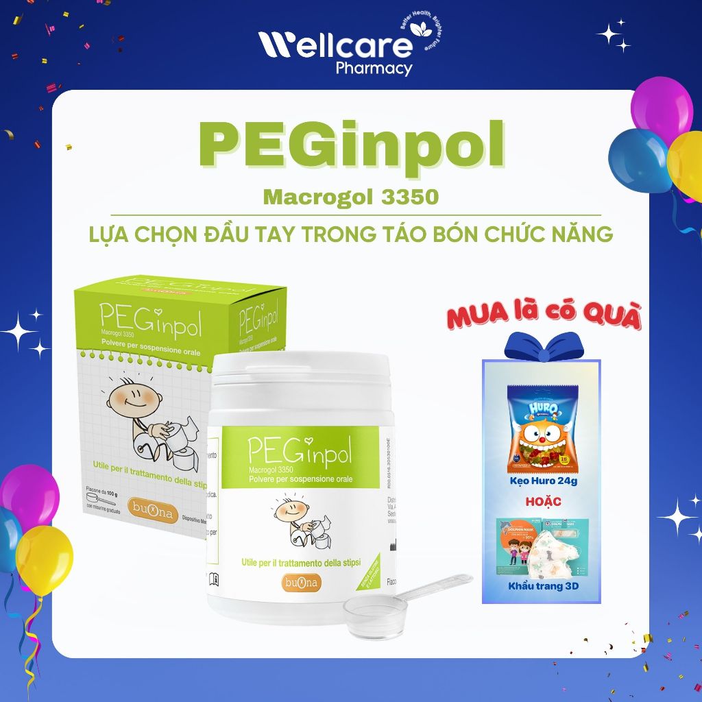 Bột nhuận tràng PEGinpol (Macrogol 3350) [Chính hãng] - Lọ 100g hỗ trợ ...