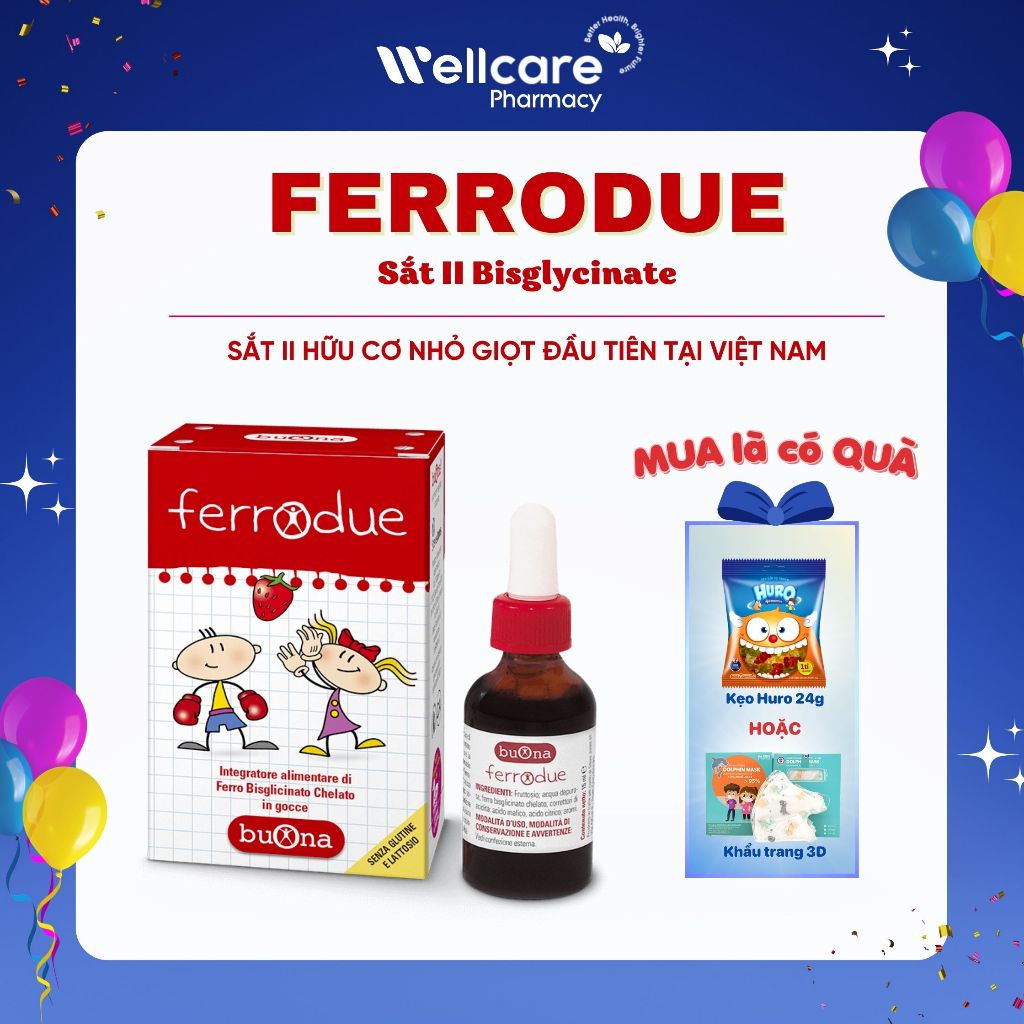 SẮT hữu cơ Ferrodue [BUONA] - Bổ sung sắt folic cho trẻ sơ sinh & sinh ...
